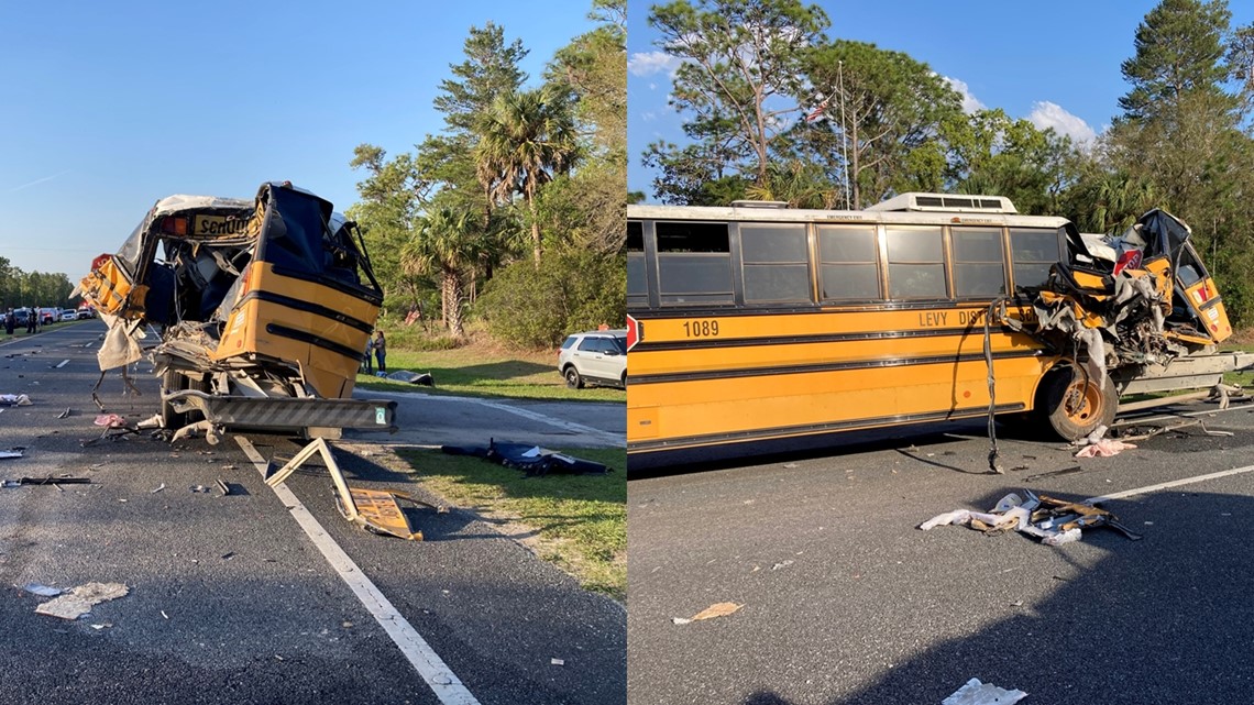 2 students hurt when school bus and semi-truck crash in Levy Co ...